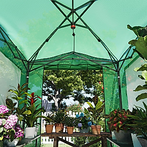 Pop Up Greenhouse - 8ft x 6ft Portable Walk in Green House with Roll-Up Zippered Doors and Mesh Windows - Gardening Supplies by Home-Complete (Green)