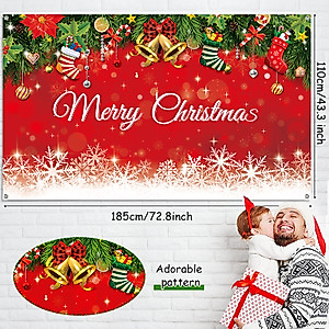 Christmas Backdrop Merry Christmas Party Decoration Christmas Photo Banner Signs Xmas Photography Background Photo Props for Winter New Year Xmas Eve Family Party Decoration Supplies (Snowflake)