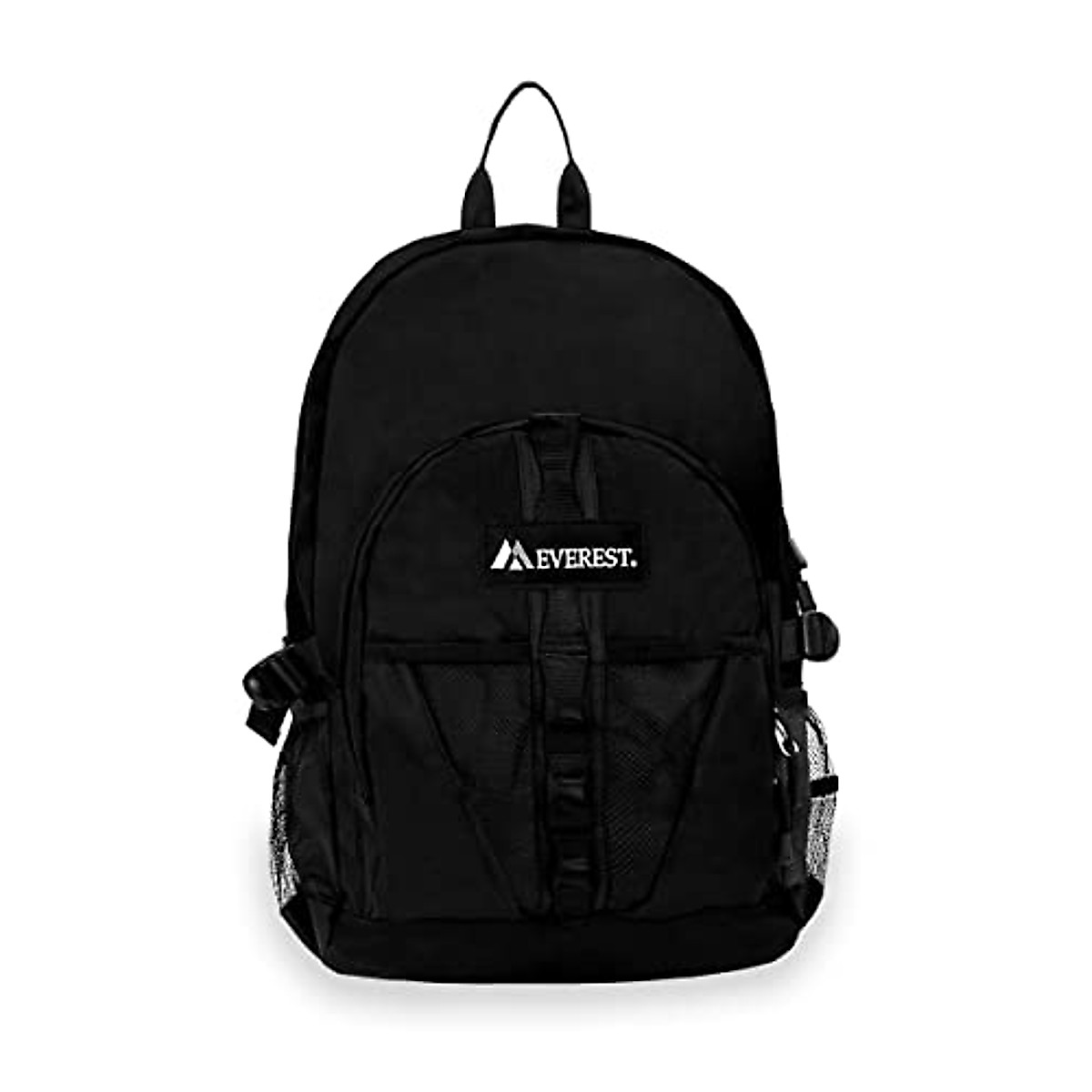 Everest Luggage Backpack with Dual Mesh Pocket, Black, Black, One Size