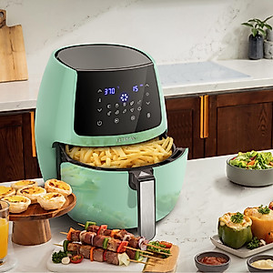 Ultrean 5.8 Quart Air Fryer, Large Family Size Electric Hot Air Fryers Oilless Cooker with 10 Presets, Digital LCD Touch Screen, Nonstick Basket, 1700W, UL Listed (Green)