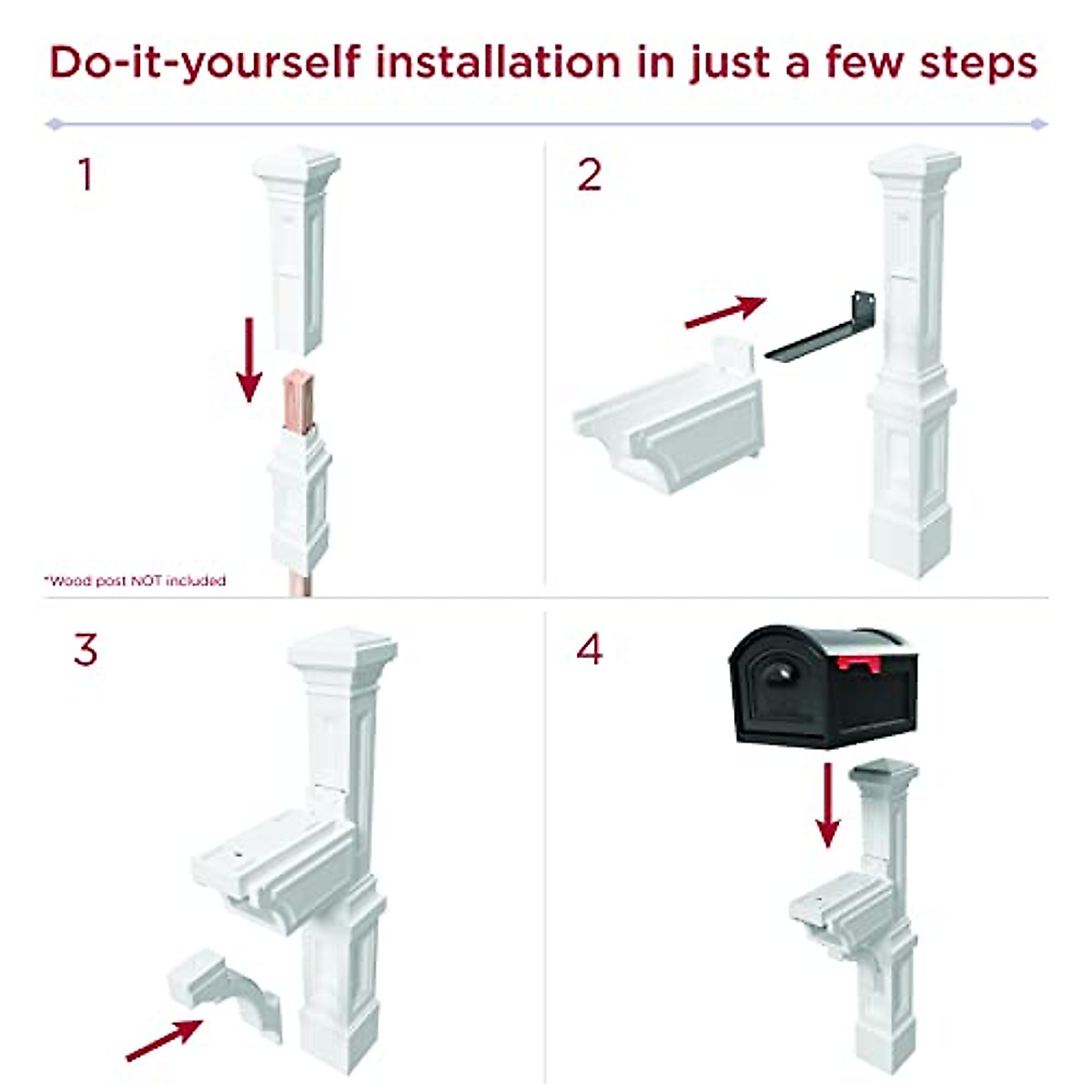 Step2 Atherton Extra Large Mailbox & Post, Weather Resistant, Large Outdoor Mailboxes, Made of Durable Plastic, Easy to Install, Flag Included, Onyx Black