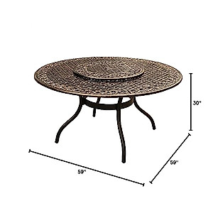 Oakland Living Ornate Traditional Outdoor Mesh Lattice Aluminum 59 inch Bronze Round Dining Table with Lazy Susan