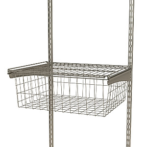 ClosetMaid ShelfTrack Wire Basket Add-On Drawer, Compatible with Drawer Frame Hardware, Nickel Finish