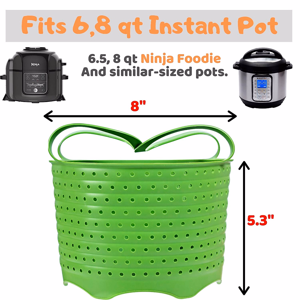 Silicone Steamer Basket | Foldable, Space-Saving | Fits 6,8 Qt Instant Pot and Similar-Sized Pressure Cookers Accessories
