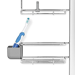 simplehuman Adjustable and Extendable Shower Caddy XL, Stainless Steel and Anodized Aluminum