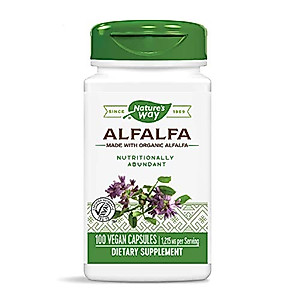 Nature's Way Premium Formula Organic Alfalfa Young Harvest 1215 mg per serving 100 Vcaps