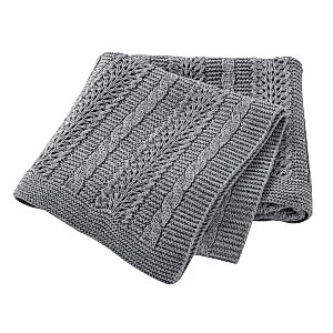 Hadetoto Baby Blanket Soft Knit Swaddle Receiving Blankets Crochet Cosy Warm Cellular Blanket Baby for Newborn Boy and Girl (Grey718)