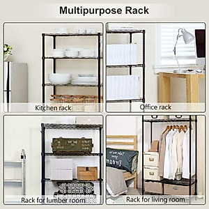 4 Tier Wire Shelving Unit Wire Shelf Storage Shelves Metal Organizer Rack Adjustable Commercial Grade Utility Heavy Duty for Restaurant Bathroom Kitchen 54"x36"x14" NSF-Certified,Black