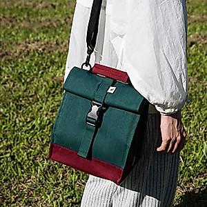 SUNNY BIRD Insulated Lunch Bag Rolltop Lunch Box Tote Lunchbox Bag for Women, Men, Adults and Teens (Green)