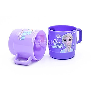 Lilfant Set of 2, Frozen Elsa Princess Mug, Plastic Cup with Handle, 250ml, Purple