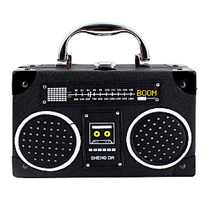 Heidi Bag Vintage Radio Clutch Handbag Leather Top Handle Crossbody Shoulder Bag