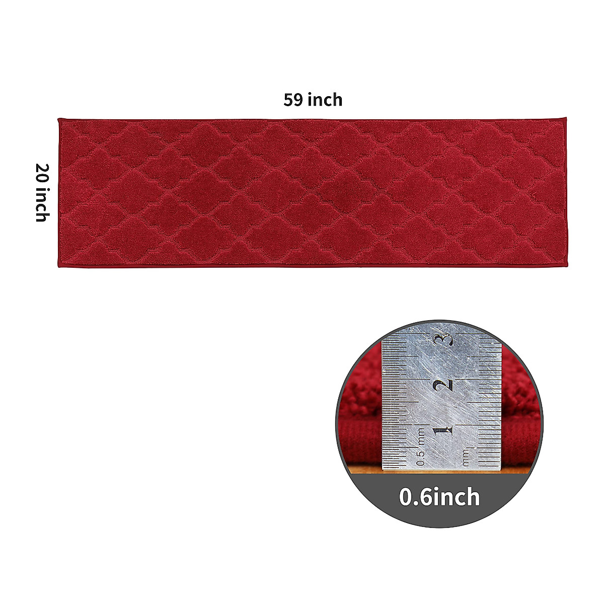 COSY HOMEER Soft Kitchen Floor Mats for in Front of Sink Super Absorbent Rugs and 20"x59" Non-Skid Mat Standing Washable,Polyester,Red