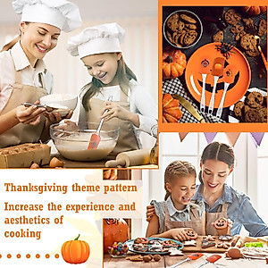 Hushee 6 Pcs Thanksgiving Silicone Spatula Turkey Pattern Holiday Spatulas Heat Resistant Cute Spatula with Plastic Handle Funny Silicone Scraper for Home Party Stir Butter Cream Cooking Utensils