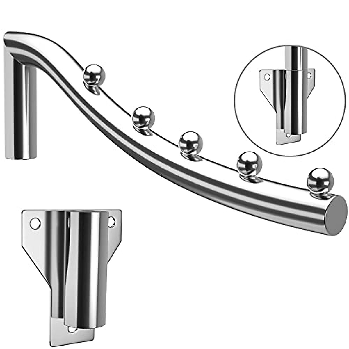 Folding Wall Mounted Clothes Rack, Wall Clothes Hanger Detachable Sturdy Swing Arm Coat Hanger Stainless Steel Clothes Hook Closet Rod Clothing Holder Drying Racks for Bathrooms Laundry Room, 2 Pack