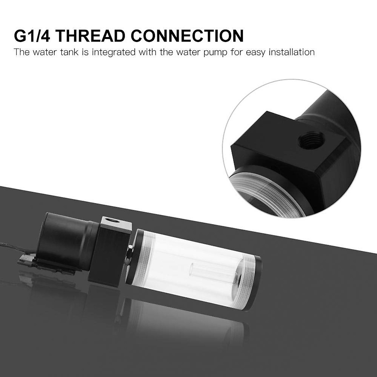 19W 12v CPU Water Cooling Pumpe Reservoir DIY Combo, 800L/H , G 1/4" Thread Port, PC Cpu Water Cooling System Heat Exchanger Tool, Transparent Acrylic Material, Easy Install(110mm)