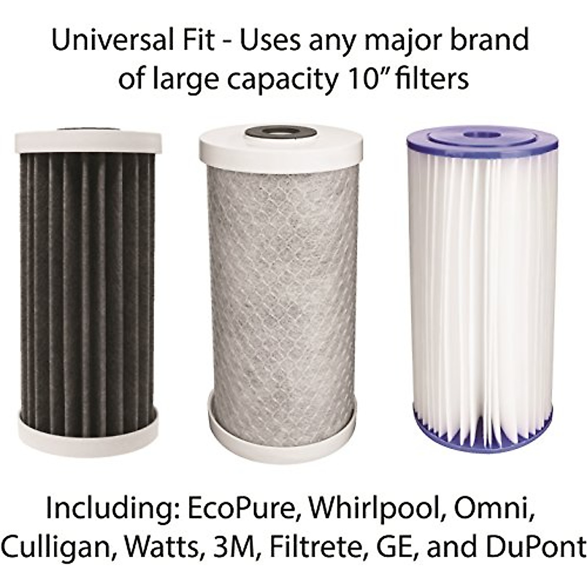 EcoPure EPWO4 Universal Large Capacity Whole Water Filter Housing-NSF Certified-Premium Filtration System-Built to Last, White