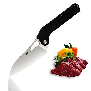 9TiEDC Pocket Folding Chef Knife,VG10 Stainless Steel Ultra sharp Pocket Folding Knife,Folding Camping Knife for Cooking,G10 Handle Camping Trip Outdoor Portable Kitchen Knife(black)