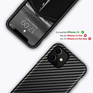 Tasikar Compatible with iPhone 11 Case Carbon Fiber Leather Design with TPU Bumper Premium Hybrid Case (Black)