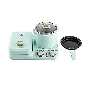 3 in1 Breakfast Station with Boiling Pot, Multi-Function Electric Home Mini Toaster Sandwich Maker with Easy Frying Pan and Food Steamer
