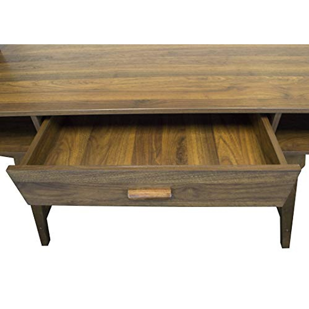 OS Home and Office Model Mid Century One Drawer and Sturdy Legs desk, brown