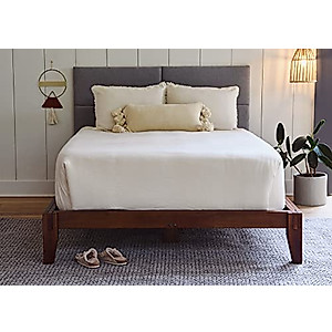 Main + Mesa Yume Modern Solid Wood Platform Bed with Japanese Joinery, Walnut Finish, Queen