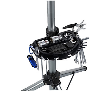 Toddmomy 1pc Repair Bike Repair Station Portable Work Bench Mechanic Tool Storage Shelves Plastic Tripod Base Stand Work Tray Portable Bike Repair Rack Bike Display Support Repair Workstand
