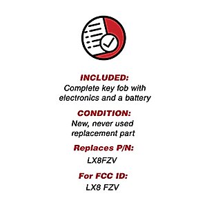 KeylessOption Keyless Entry Remote Control Car Key Fob Smooth Style Replacement for LX8 FZV