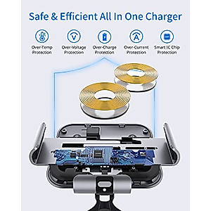 JOYVEVA Dual Coil Wireless Car Charger for Galaxy Z Fold 4/3, Fast Charging Phone Holder for Galaxy Z Fold 2, Landscape Mobile Phone Mount for Galaxy Z Fold (Steel Gray)