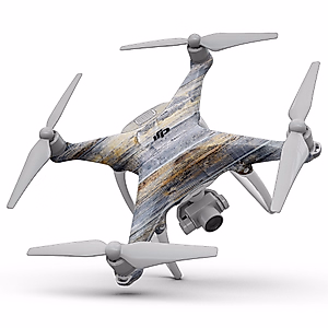 Design Skinz Design Skinz Vintage Wooden Planks with Yellow Paint Full-Body Wrap Decal Skin-Kit Compatible with The Drone DJI Phantom 4 Pro