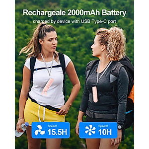 Coohea Handheld Fan Powerful Mini Fan USB Rechargeable Portable Fan Battery Operated Small Fan Little Makeup Lash Fan Hand Held Personal Fan for Travel Beach Vacation, 10-15.5H Working, Pink