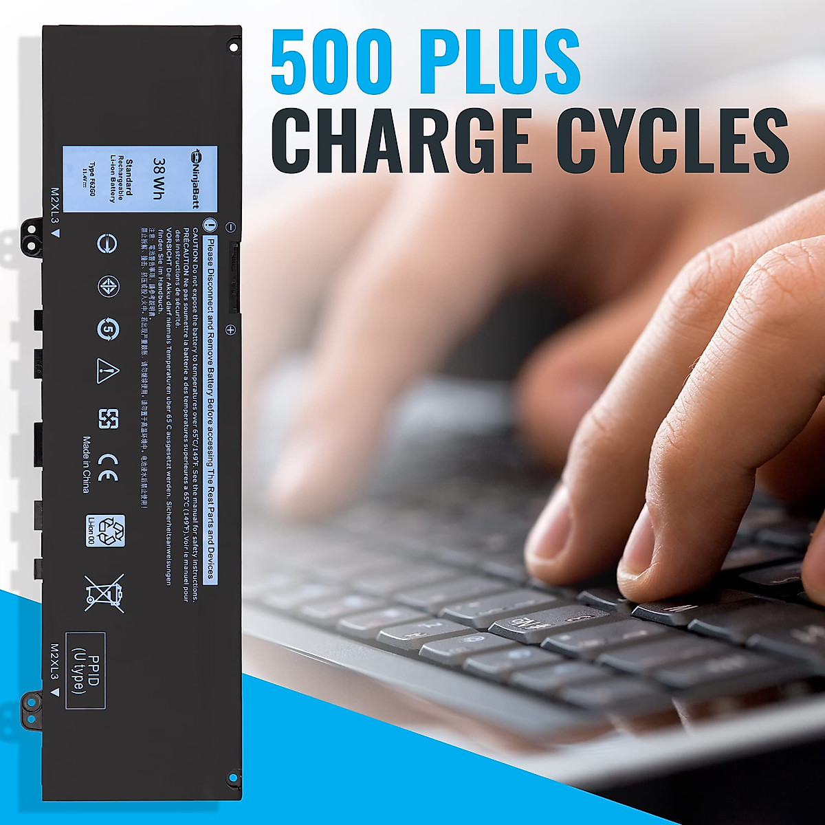 NinjaBatt F62G0 Battery Replacement for Dell Inspiron 13 7000 2,P83G P83G001 P91G001 P91G P87G 39DY5 039DY5 13 5370 7370 7373 7380 7386 13MF Vostro 5370RPJC3 0RPJC3[11.4V 38Wh]