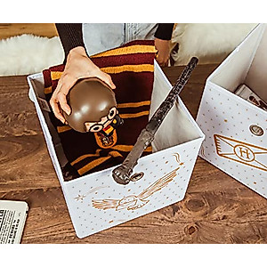 Harry Potter Hedwig 11-Inch Storage Bin Cube Organizers, Set of 2 | Fabric Basket Container, Cubby Cube Closet Organizer | Wizarding World Gifts And Collectibles