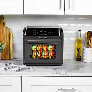 Sur La Table 16 Qt Air Fryer Oven with 12 in 1 Functions for Quick and Easy Meals, includes 7 accessories, Black