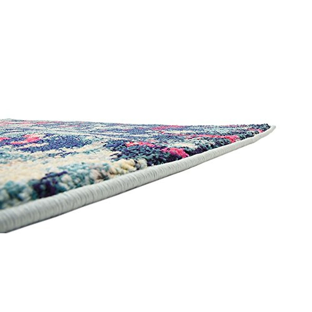 Unique Loom Jardin Collection Colorful, Vibrant, Abstract, Modern Area Rug, 4 x 6 ft, Blue/Pink