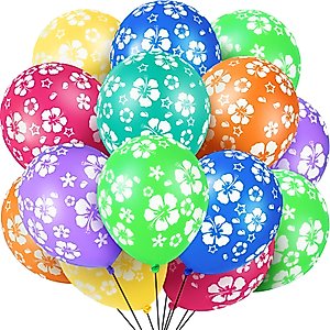 35 Pieces Hawaiian Party Balloon Decorations Multicolor Hibiscus Luau Balloons Aloha Tropical Flower Printed Latex Balloons for Summer Beach Birthday Wedding Baby Shower Bar Party Supplies 12 Inch