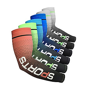 JenPen 6 Pairs UV Sun Protection Arm Sleeves Cooling Sports Sleeve Anti Slip Ice Silk Arm Warmers Arm Covers for Men Women (Cool)