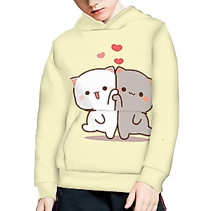WELLFLYHOM Kawaii Cat Clothes Girls Fashion Hoodies and Sweatshirt 8-10 Years Kids Boys Pullover Long Sleeve Sweater Shirts Workout Sport Casual Hoodie Fall Outfits Sportswear Jumpers