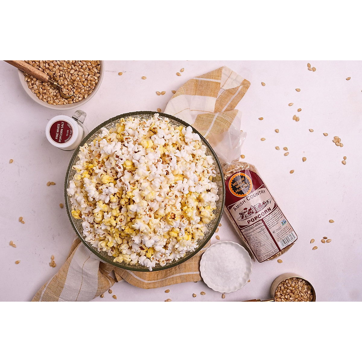 Amish Country Popcorn | 1 lbs Bag | Medium White Popcorn Kernels | Old Fashioned, Non-GMO and Gluten Free (Medium White - 1 lbs Bag)