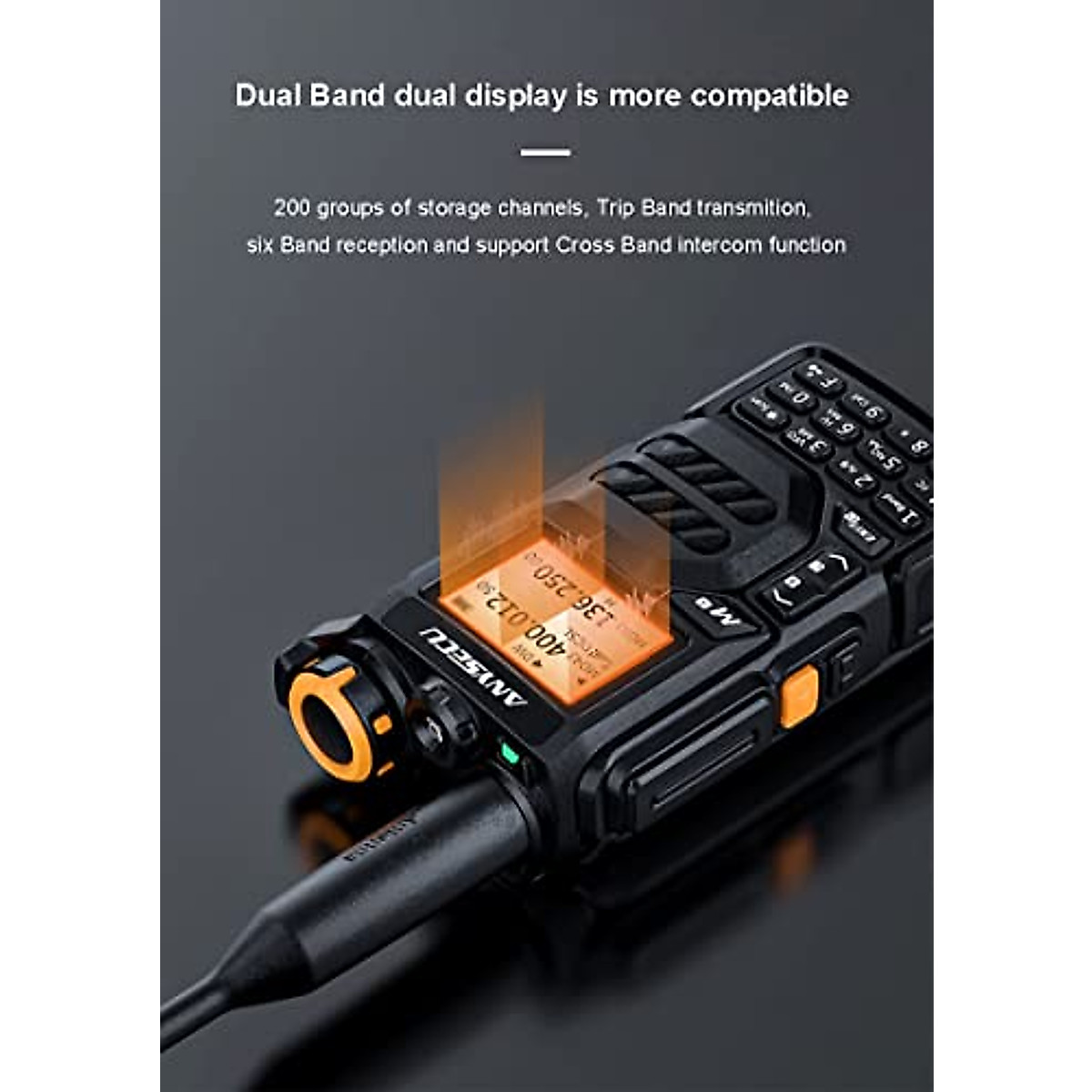 ANYSECU UV-K5 200Ch 5W Air Band Walkie Talkie UHF VHF DTMF FM Scrambler NOAA Weather