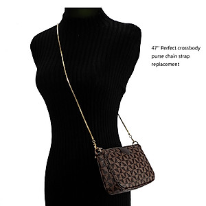 Small Square Copper Purse Shoulder Cross Body Handbag Bag Chains Strap Replacement(Silver, 47'')