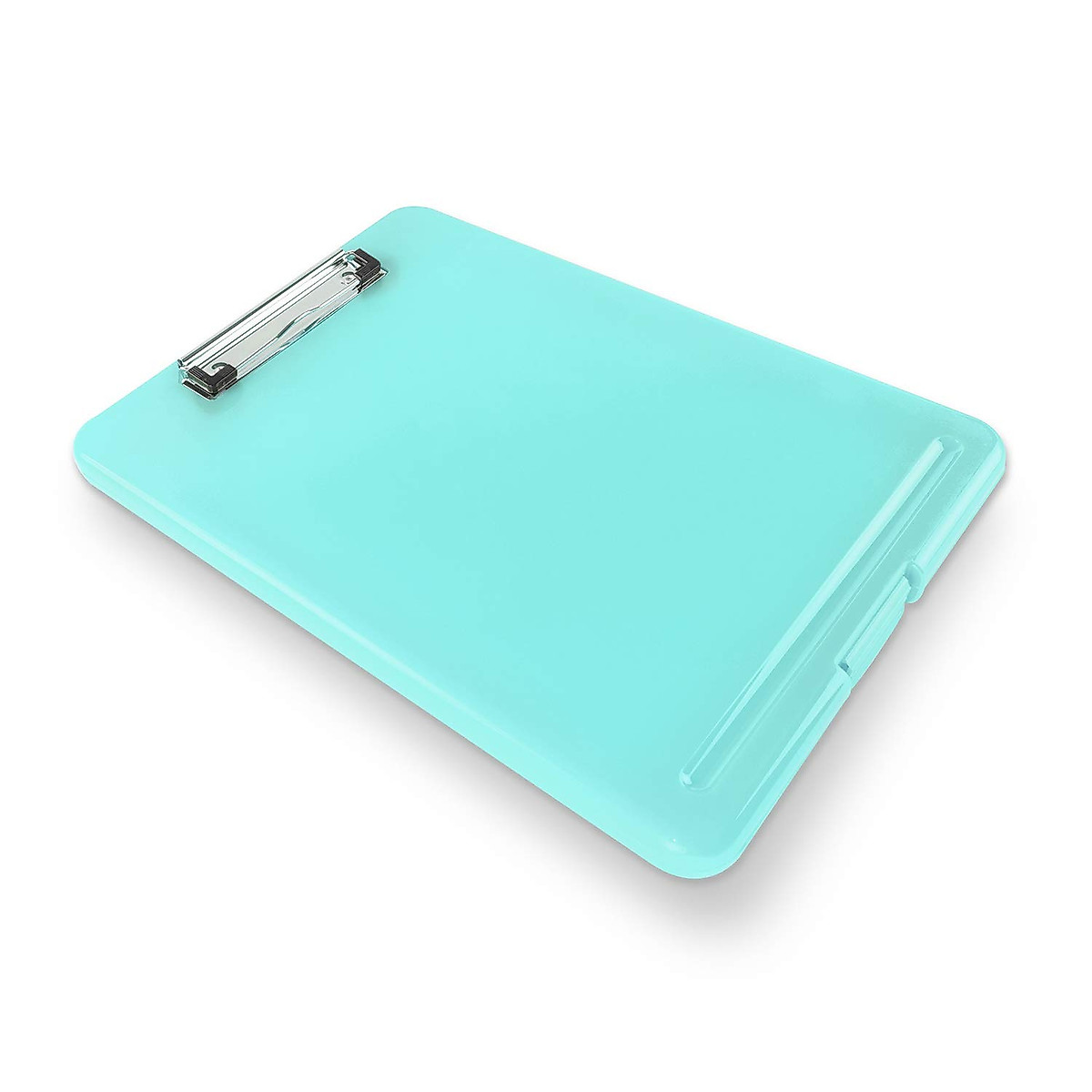 Super Z Outlet Slim Plastic Nursing RN Style Coaches Clipboard with Open Foldable Storage, Classroom Teacher College Size (9.5" x 13.5") (Turquoise)