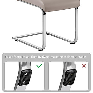 Yaheetech Dining Chairs High Back Leather Side Chairs Dining Living Room Chairs Upholstered Armless Chair with Metal Legs Home Kitchen Furniture Modern, 1 Package of 2pcs, Light Brown