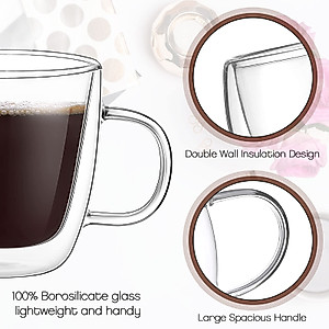 Eccliy 12 Pcs Espresso Cups, 5 oz 160ml Double Wall Insulated Glasses Cappuccino Glass Mugs Clear Coffee Mug Demitasse Cups for Espresso Shot Tea Juice Cappuccino Latte Borosilicate Glassware
