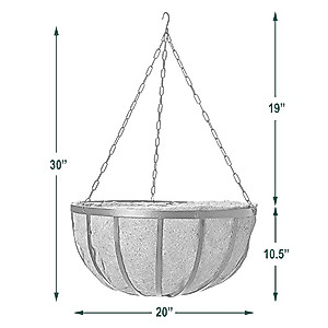 Arcadia Garden Products Coconut 1593 Solstice Round Hanging Basket Planter, 20-Inch, Black