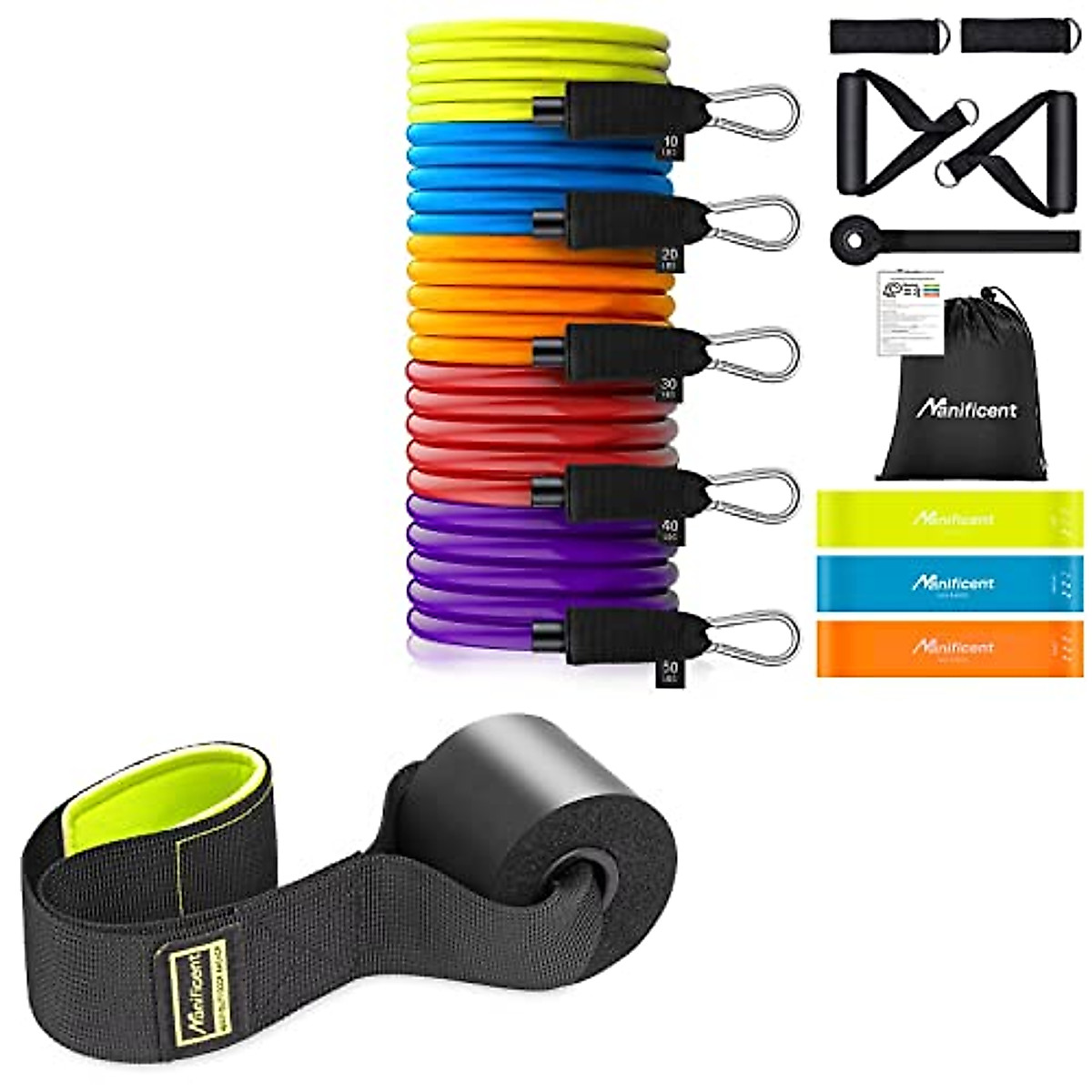 Manificent Door Anchor for Resistance Bands, Heavy Duty Padded Door Anchor System Door Hook, Must-Have Workout Exercise Bands Attachment Compatible for Loop Bands, Resistance Tube