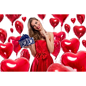 30 pcs Red Heart Balloons 18" a bunch of Heart Love Foil Helium Balloons, Helium Support Valentines Day Wedding Bridal Engagement Party Anniversary Mother's Day Decorations