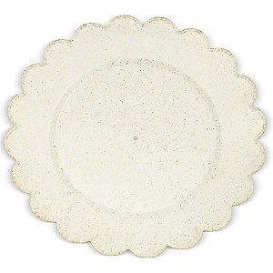 BLUE PANDA 50-Pack Gold Plastic Plates - Gold Glitter Plates with Scalloped Edges, Disposable for Birthdays, Weddings, Bridal Shower, 9 inches