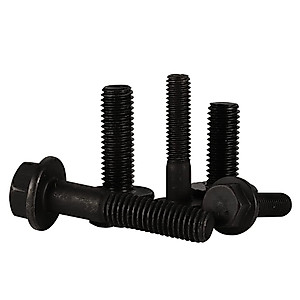 M8 x 50mm Flanged Hex Head Bolts Flange Hexagon Screws, Alloy Steel 10.9 Class, Black Oxide Finish, Partially Threaded, 10 PCS