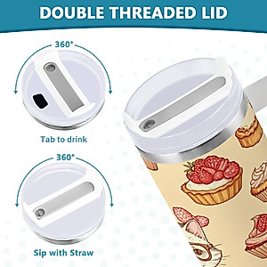 Msyxl 30 oz Insulated Stainless Steel Tumbler with Handle and Straw Lid - Leak-proof Coffee Mug for Men Women, Travel Mug Fits Cup Holder (Cat Cakes)