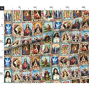 Spoonflower Fabric - Catholic Saints Religious Catholic Saints Collage Jesus Mary Printed on Petal Signature Cotton Fabric Fat Quarter - Sewing Quilting Apparel Crafts Decor
